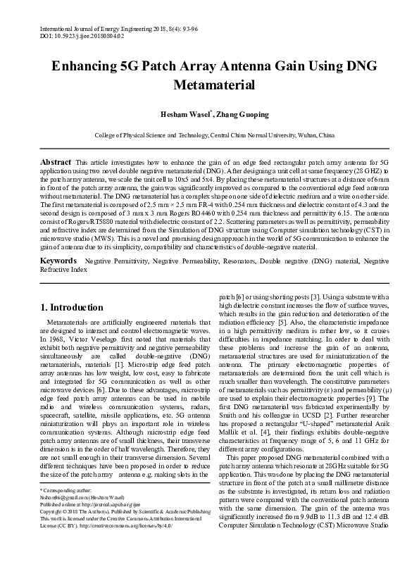 (PDF) Gain and SAR improvement of a conventional patch antenna using a novel Pi-shaped DNG ...