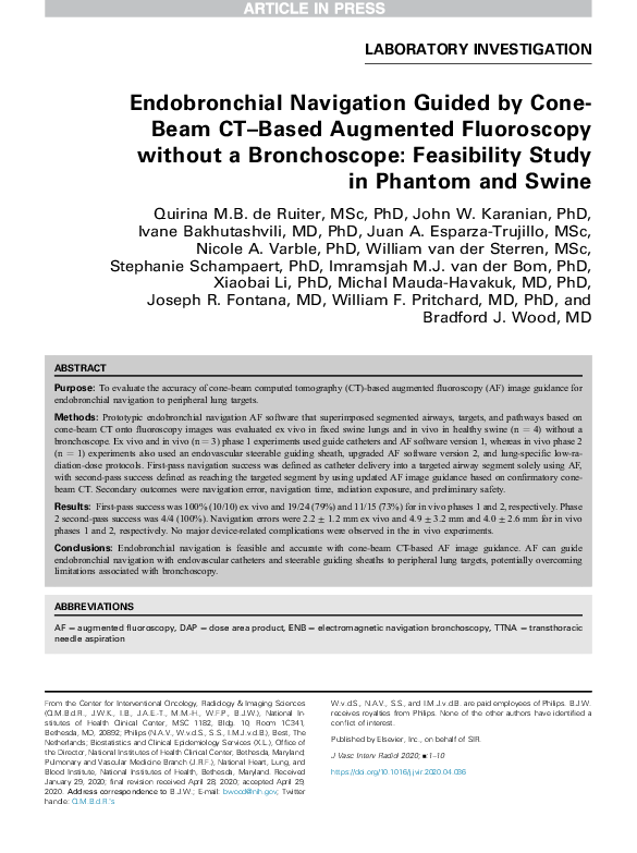 (PDF) Cone-Beam CT Augmented Fluoroscopy for Endobronchial Navigation