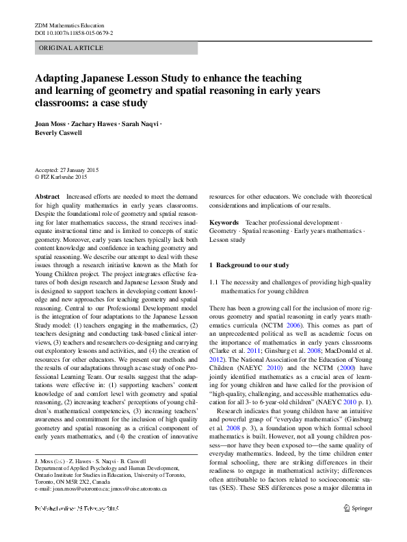 (PDF) Adapting Japanese Lesson Study to enhance the teaching and learning of geometry and ...