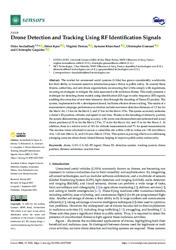 Pdf Drone Detection And Tracking Using Rf Identification Signals