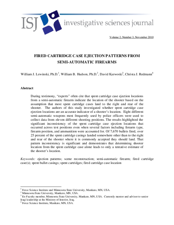(PDF) Fired Cartridge Case Ejection Patterns From Semi-Automatic Firearms