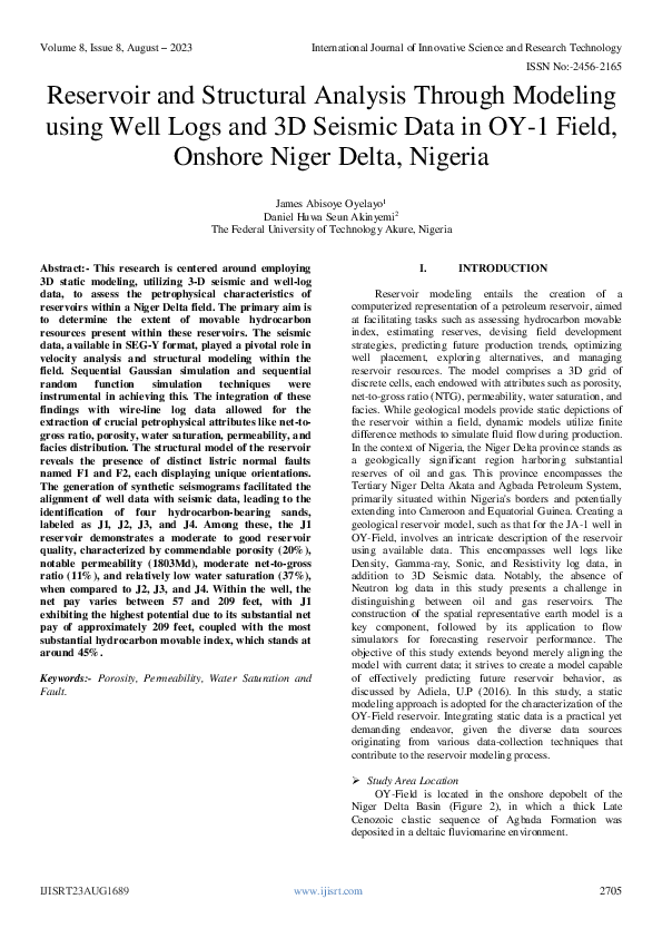 (PDF) 3D Modeling of Reservoirs in Niger Delta