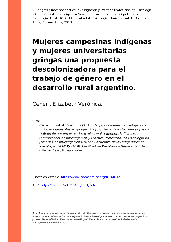 (PDF) Mujeres Campesinas Indígenas y Mujeres Universitarias Gringas Una Propuesta ...