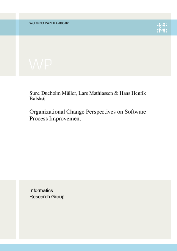 (PDF) Organizational Change Perspectives on Software Process Improvement