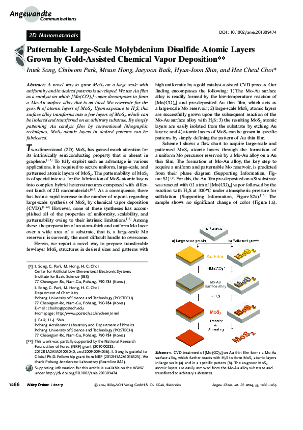 (PDF) Patternable Large-Scale Molybdenium Disulfide Atomic Layers Grown ...