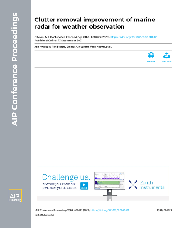 (PDF) Clutter removal improvement of marine radar for weather observation