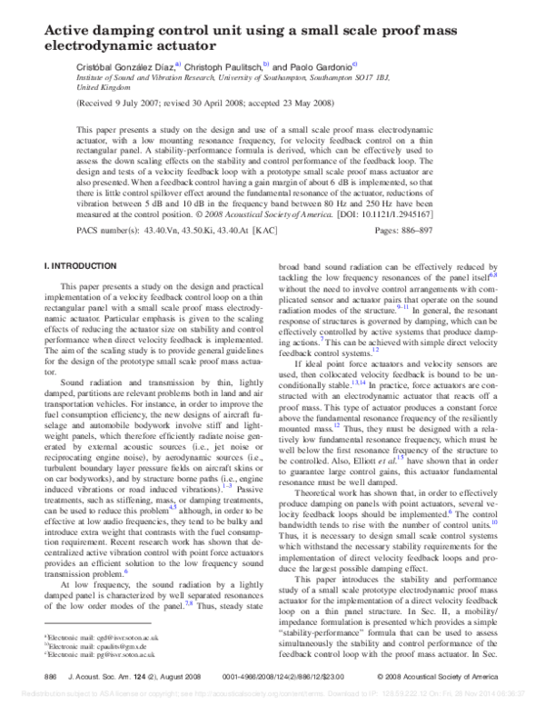 (PDF) Active damping control unit using a small scale proof mass ...
