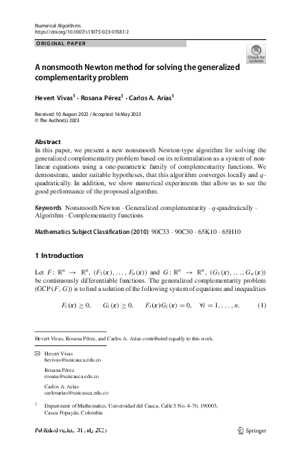 (PDF) A nonsmooth Newton method for solving the generalized complementarity problem