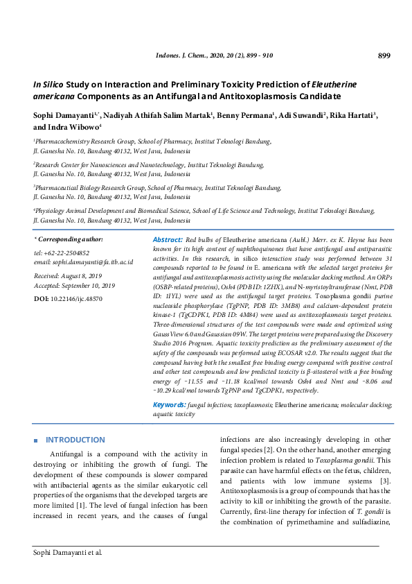 (PDF) In Silico Study on Interaction and Preliminary Toxicity ...
