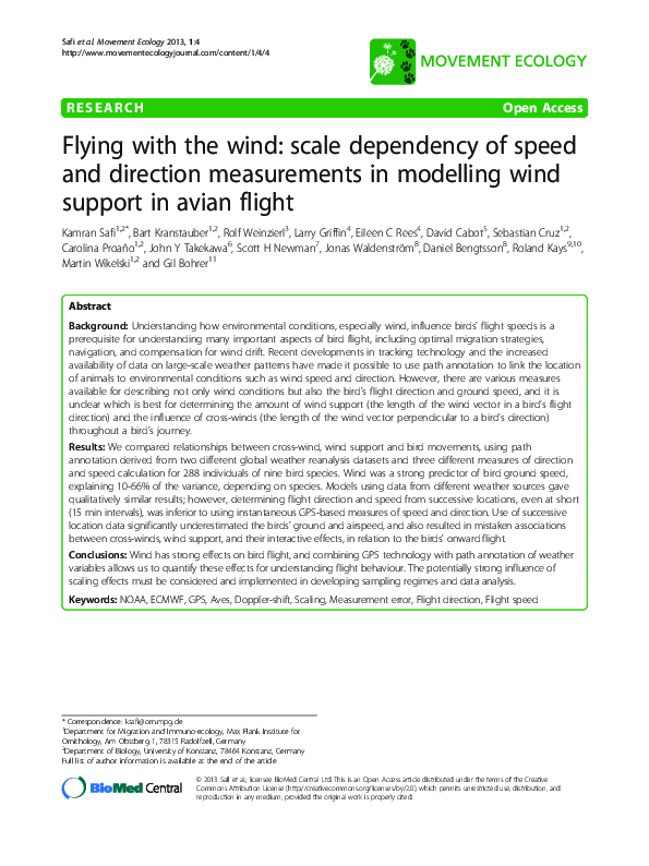 (PDF) Flying with the wind: scale dependency of speed and direction ...