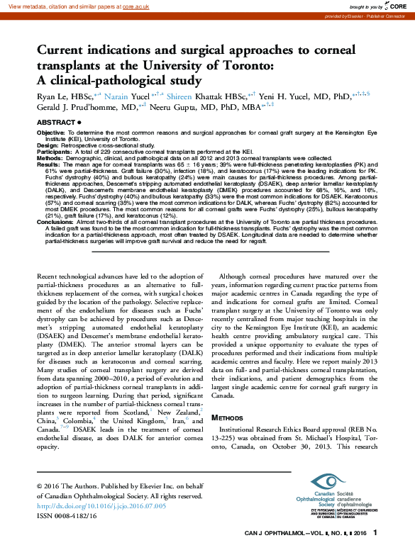 (PDF) Current indications and surgical approaches to corneal ...