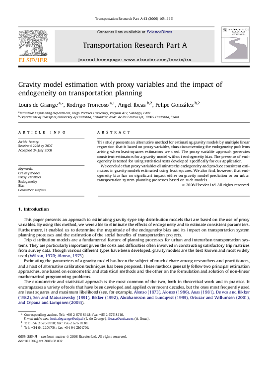(PDF) Gravity model estimation with proxy variables and the impact of endogeneity on ...
