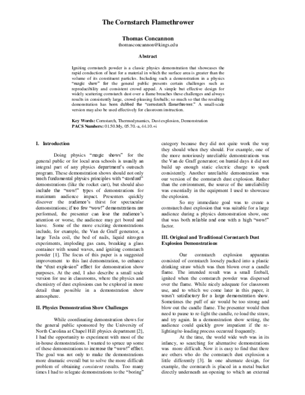 (PDF) The Cornstarch Flamethrower