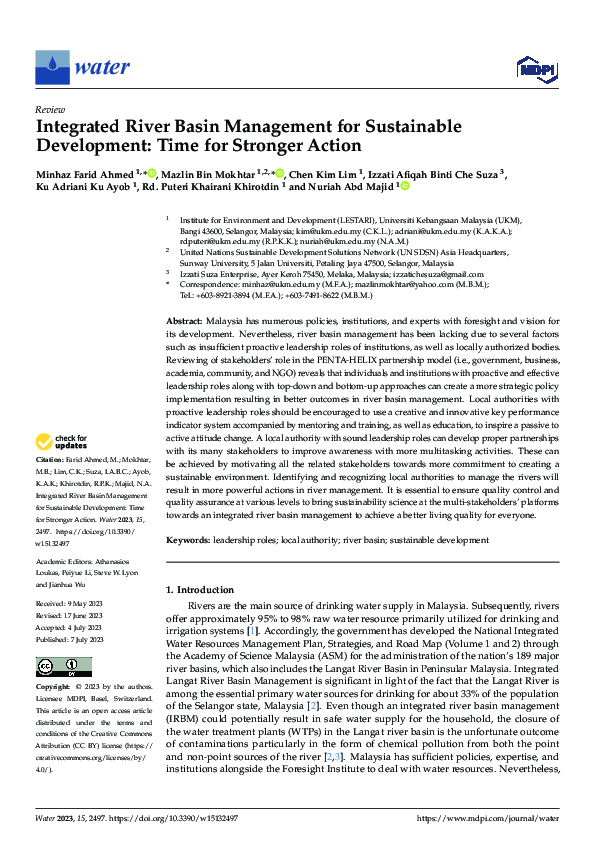 (PDF) Integrated River Basin Management for Sustainable Development ...