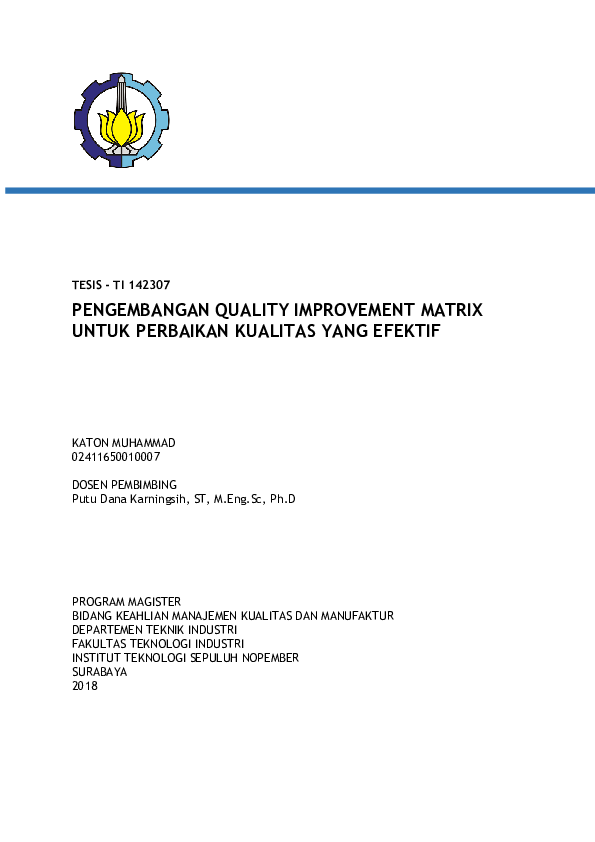 (PDF) Pengembangan Quality Improvement Matrix Untuk Perbaikan Kualitas ...