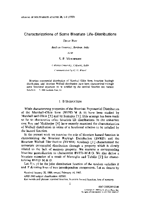(PDF) Characterizations of some bivariate life-distributions