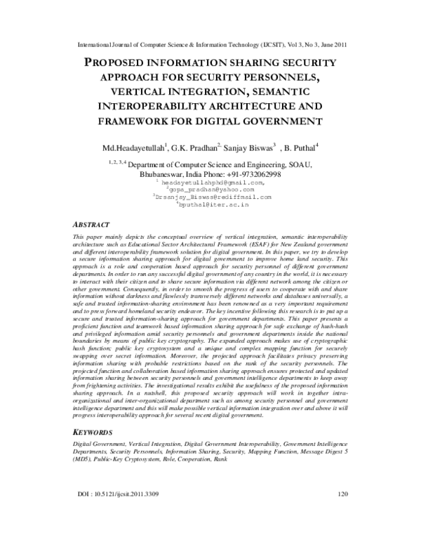 (PDF) Proposed Information Sharing Security Approach for Security Personnels, Vertical ...