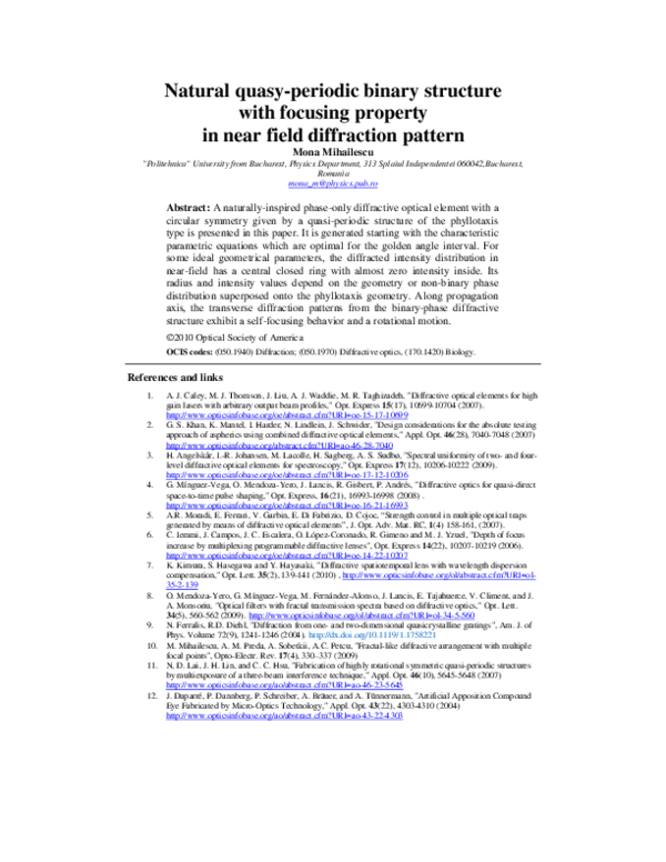 (PDF) Natural quasy-periodic binary structure with focusing property in ...