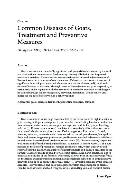 (PDF) Common Diseases of Goats, Treatment and Preventive measures