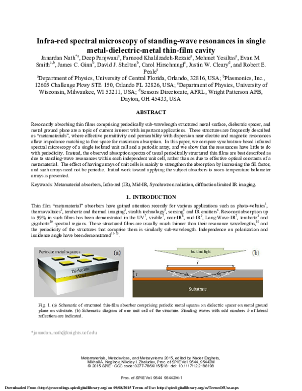 (PDF) Infra-red spectral microscopy of standing-wave resonances in ...