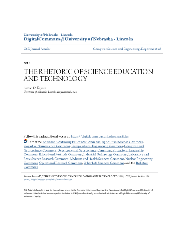 (PDF) The Rhetoric of Science Education and Technology | DR IWASAN D ...
