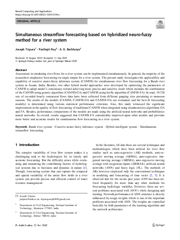 Pdf Simultaneous Streamflow Forecasting Based On Hybridized Neuro 6862