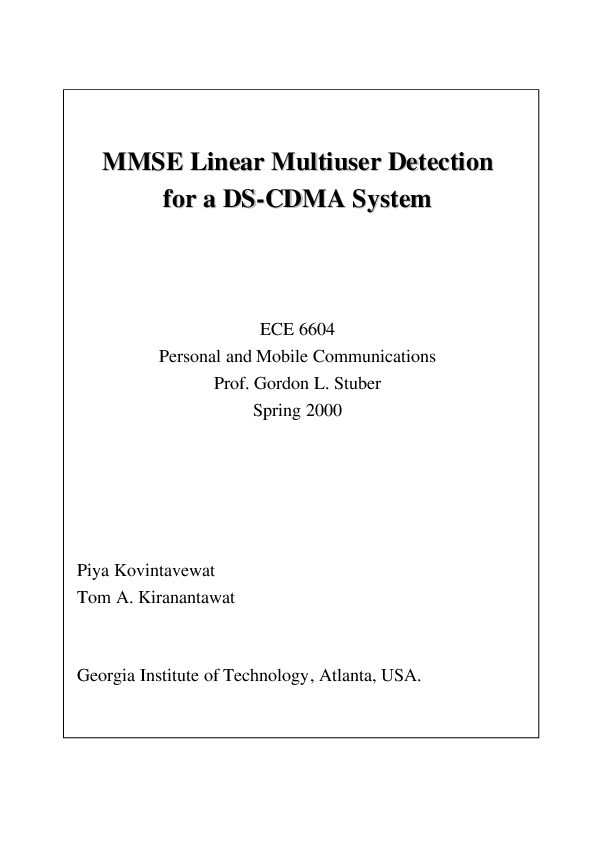 (PDF) MMSE Linear Multiuser Detection for a DS-CDMA System ECE 6604 | Piya Kovintavewat ...