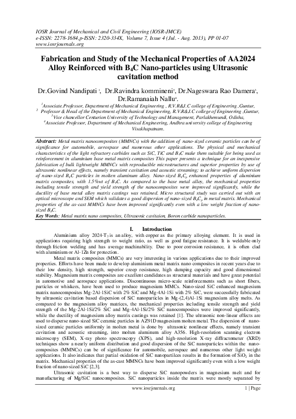 (PDF) Fabrication and Study of the Mechanical Properties of AA2024 Alloy Reinforced with B4C ...