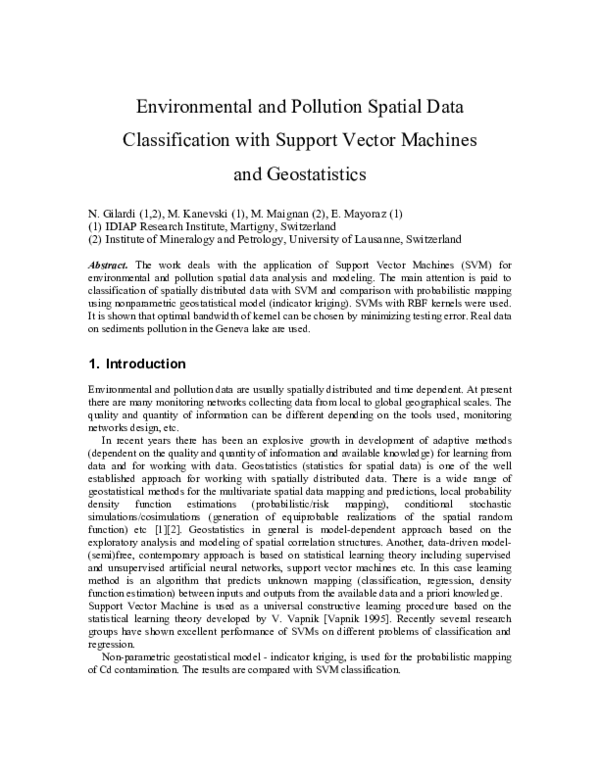 (PDF) Environmental and Pollution Spatial Data Classification with Support Vector Machines and ...