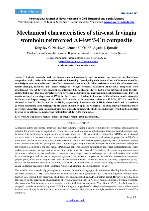 (PDF) Mechanical characteristics of stir-cast Irvingia wombolu ...