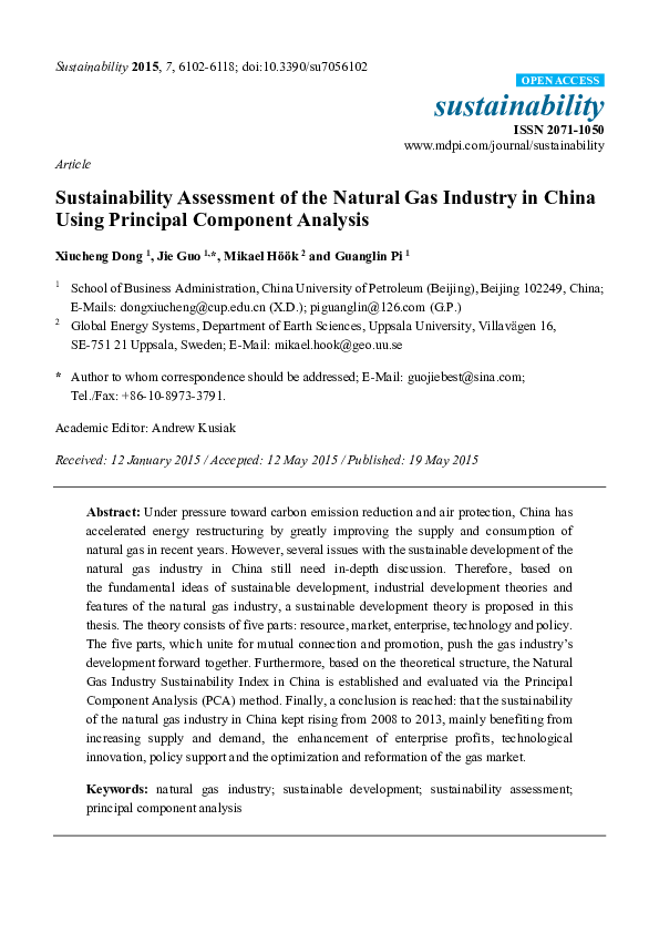 (PDF) Article Sustainability Assessment of the Natural Gas Industry in ...