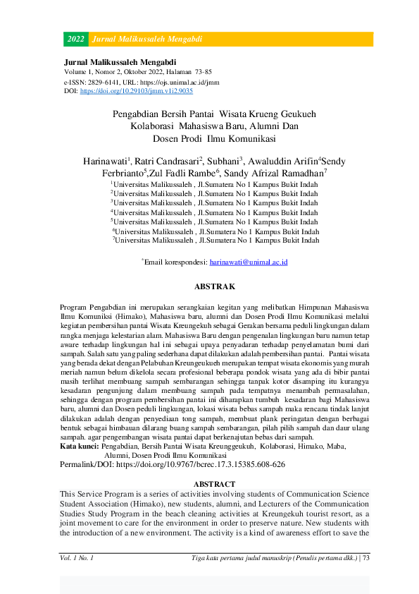(PDF) Pengabdian Bersih Pantai Wisata Krueng Geukueh Kolaborasi ...