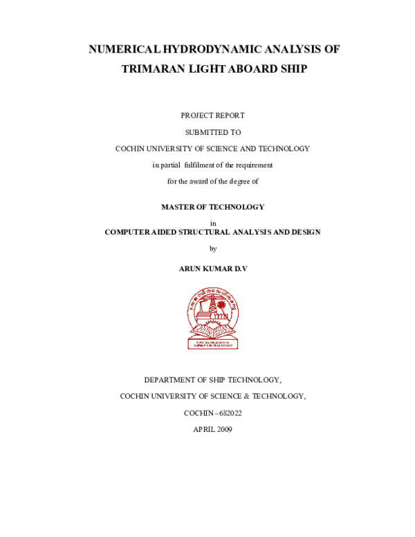 (PDF) NUMERICAL HYDRODYNAMIC ANALYSIS OF TRIMARAN LIGHT ABOARD SHIP