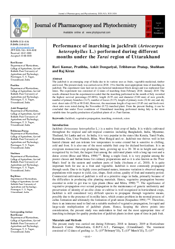 (PDF) Performance of inarching in jackfruit (Artocarpus heterophyllus L ...