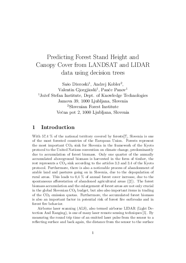 Pdf Predicting Forest Stand Height And Canopy Cover From Landsat And