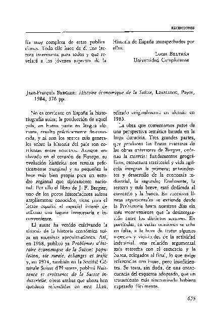 (PDF) Jean-François Bergier: Histoire économique de la Suisse ...