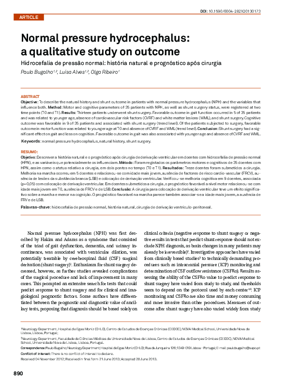 (PDF) Normal pressure hydrocephalus: a qualitative study on outcome