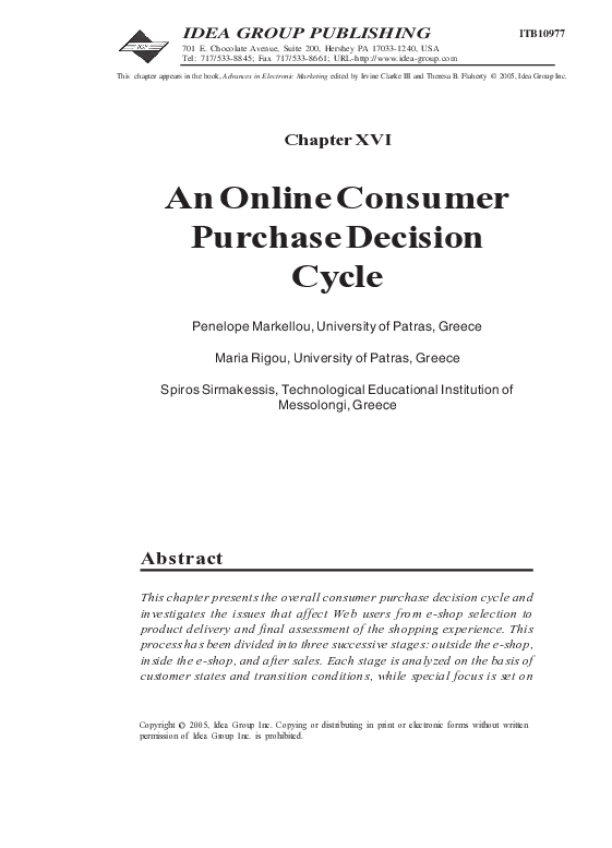 (PDF) An Online Consumer Purchase Decision Cycle