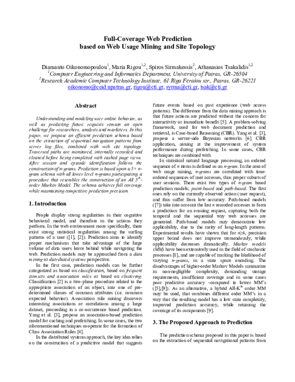 (PDF) Full-Coverage Web Prediction based on Web Usage Mining and Site Topology