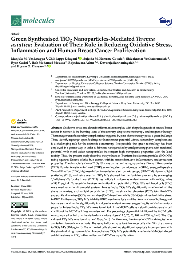 (PDF) Green Synthesised TiO2 Nanoparticles-Mediated Terenna asiatica ...