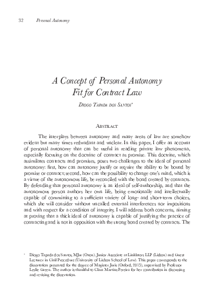 (PDF) A Concept of Personal Autonomy fit for Private Law