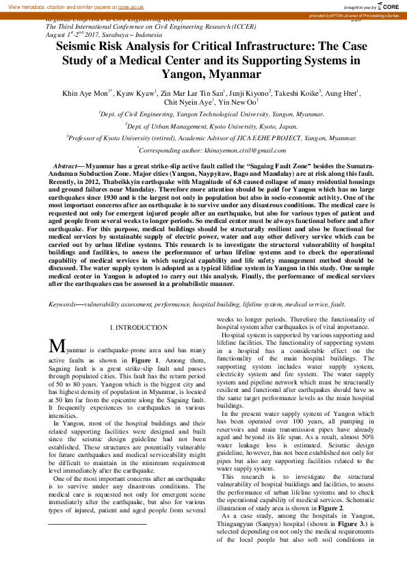 (PDF) Seismic Risk Analysis for Critical Infrastructure: The Case Study of a Medical Center and ...