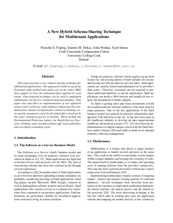 (PDF) A new hybrid schema-sharing technique for multitenant applications