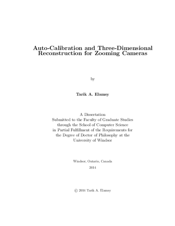 (PDF) Auto-Calibration and Three-Dimensional Reconstruction for Zooming Cameras