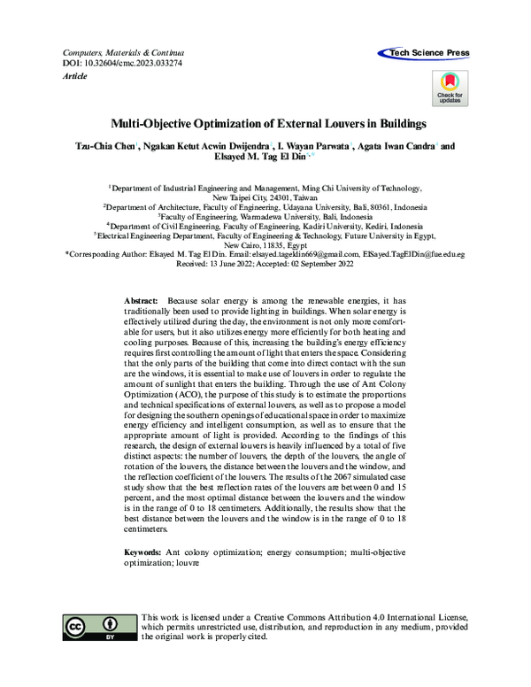 (PDF) Multi-Objective Optimization of External Louvers in Buildings