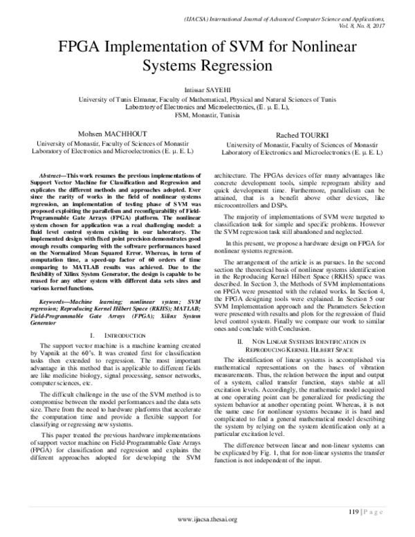 (PDF) FPGA Implementation of SVM for Nonlinear Systems Regression