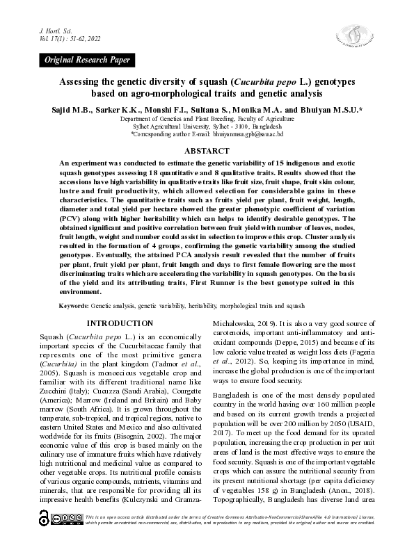 (PDF) Assessing the genetic diversity of squash (Cucurbita pepo L ...