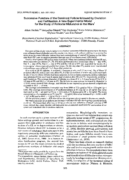 (PDF) Successive Puncture of the Dominant Follicle followed by ...