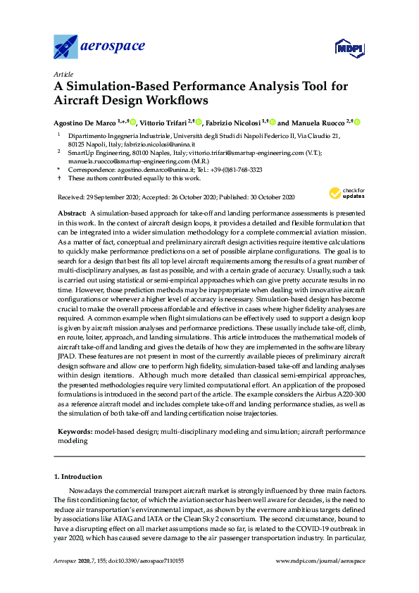 (PDF) A Simulation-Based Performance Analysis Tool for Aircraft Design Workflows