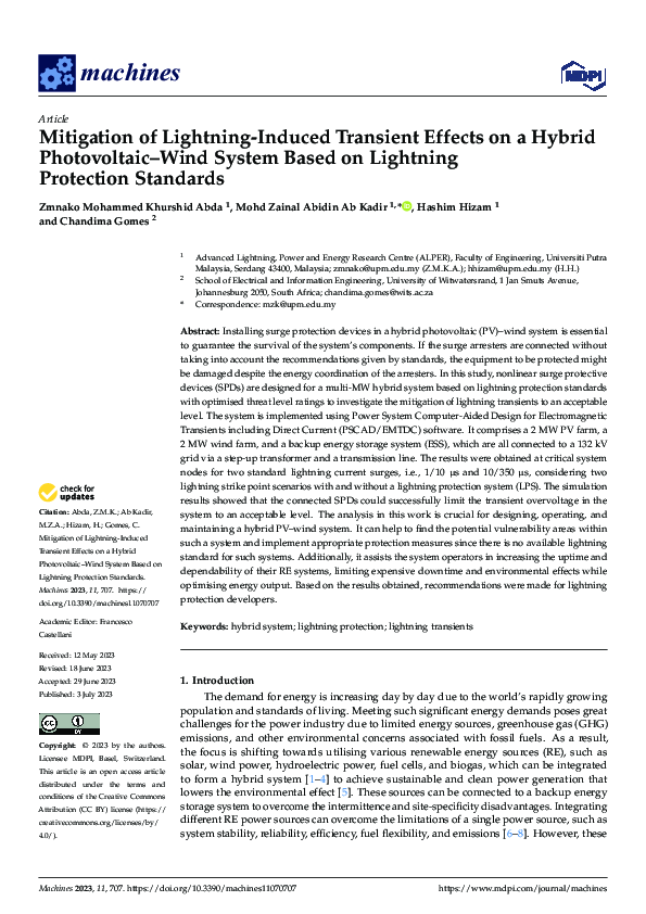 (PDF) Mitigation of Lightning-Induced Transient Effects on a Hybrid Photovoltaic–Wind System ...